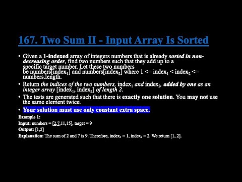 Two Sum II Input Array Is Sorted (LeetCode 167) - YouTube