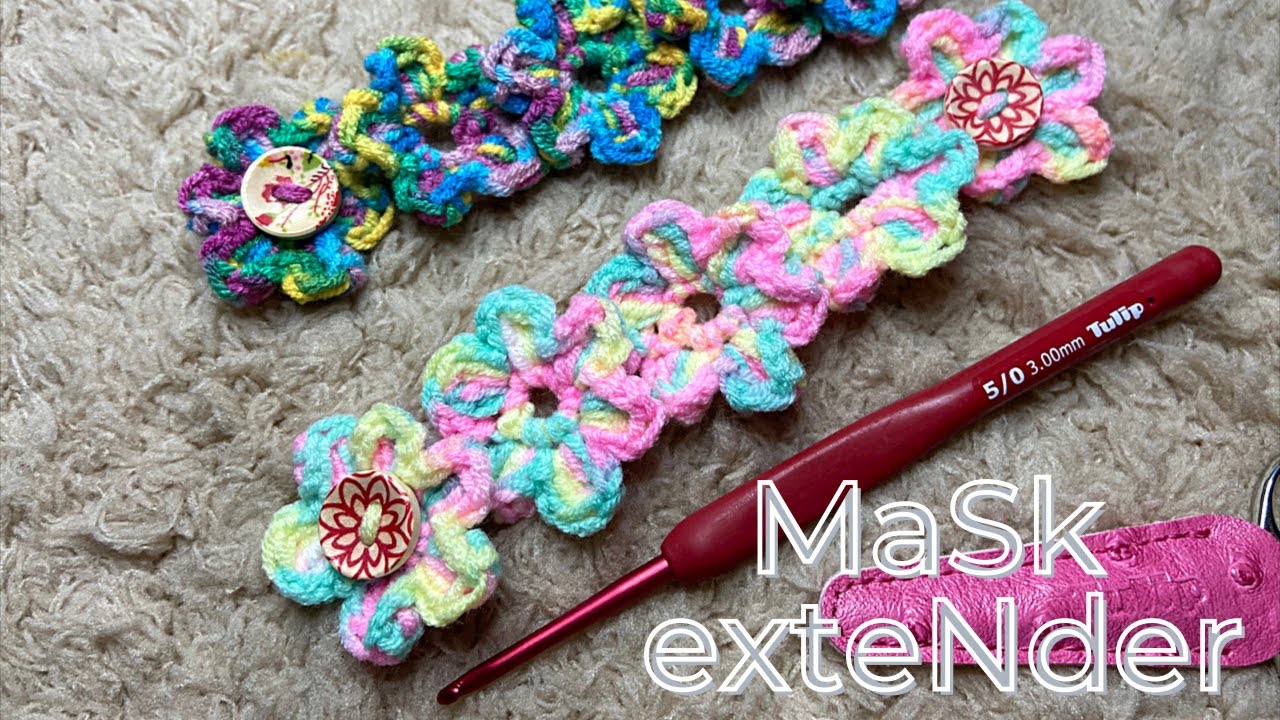 Crochet Mask Extender/ Adapter : Flower motif - YouTube