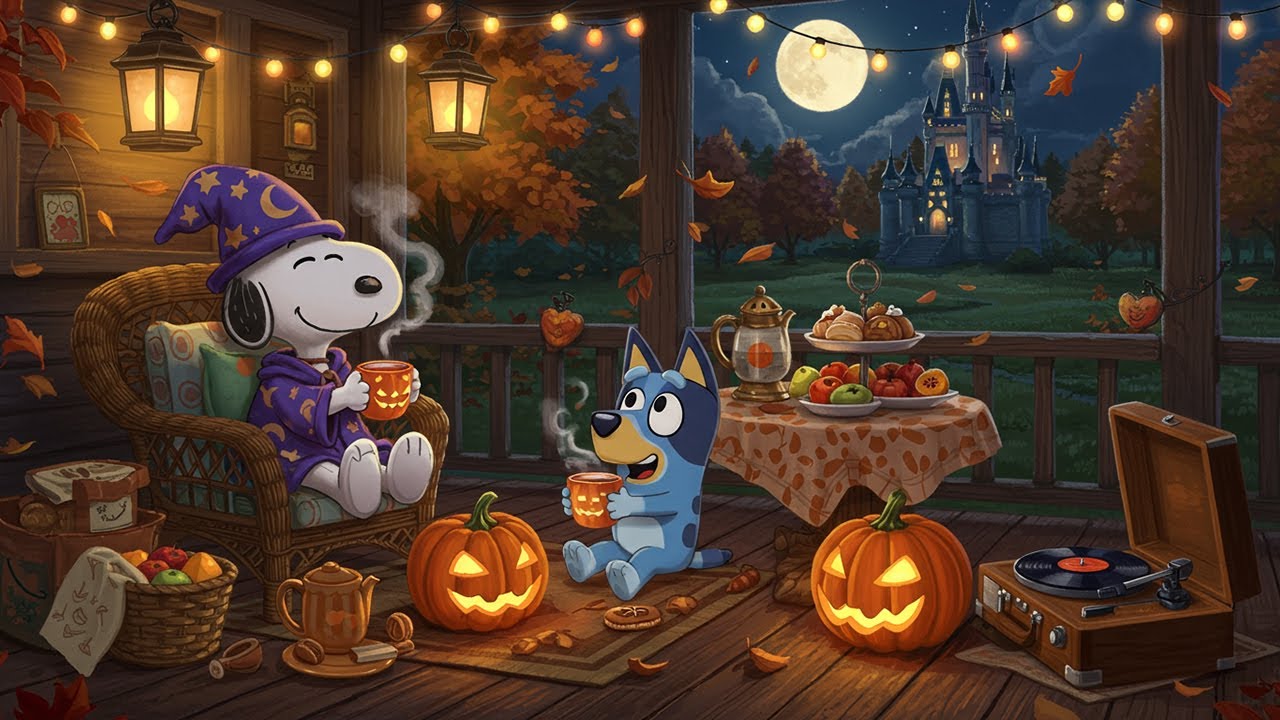 Snoopy & Bluey Halloween Night 🎃 Cozy Lofi Beats for Study, Work ...