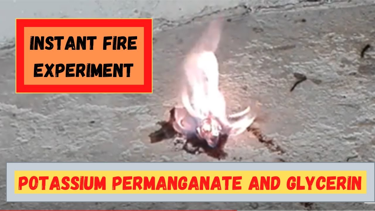 Instant fire experiment -Potassium Permanganate and Glycerin - YouTube