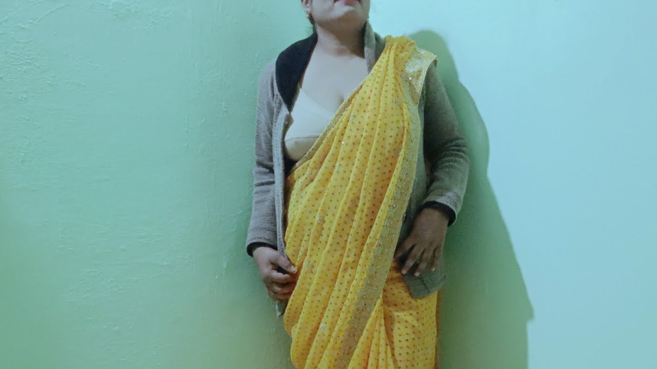 low waist style saree how to wear with sweater || silk saree draping in ...