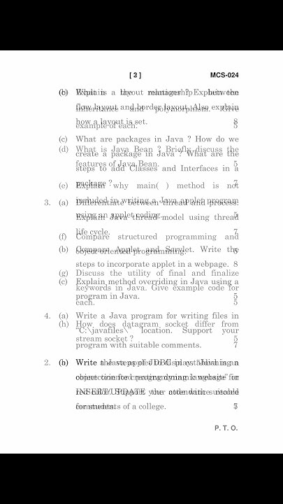 #Shorts MCS-024 DECEMBER 2023 Question Paper (Object Oriented Technologies and Java Programming ...