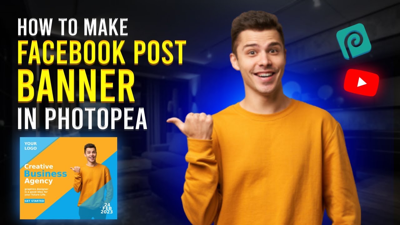 Facebook post banner design in mobile, photopea tutorial, - YouTube