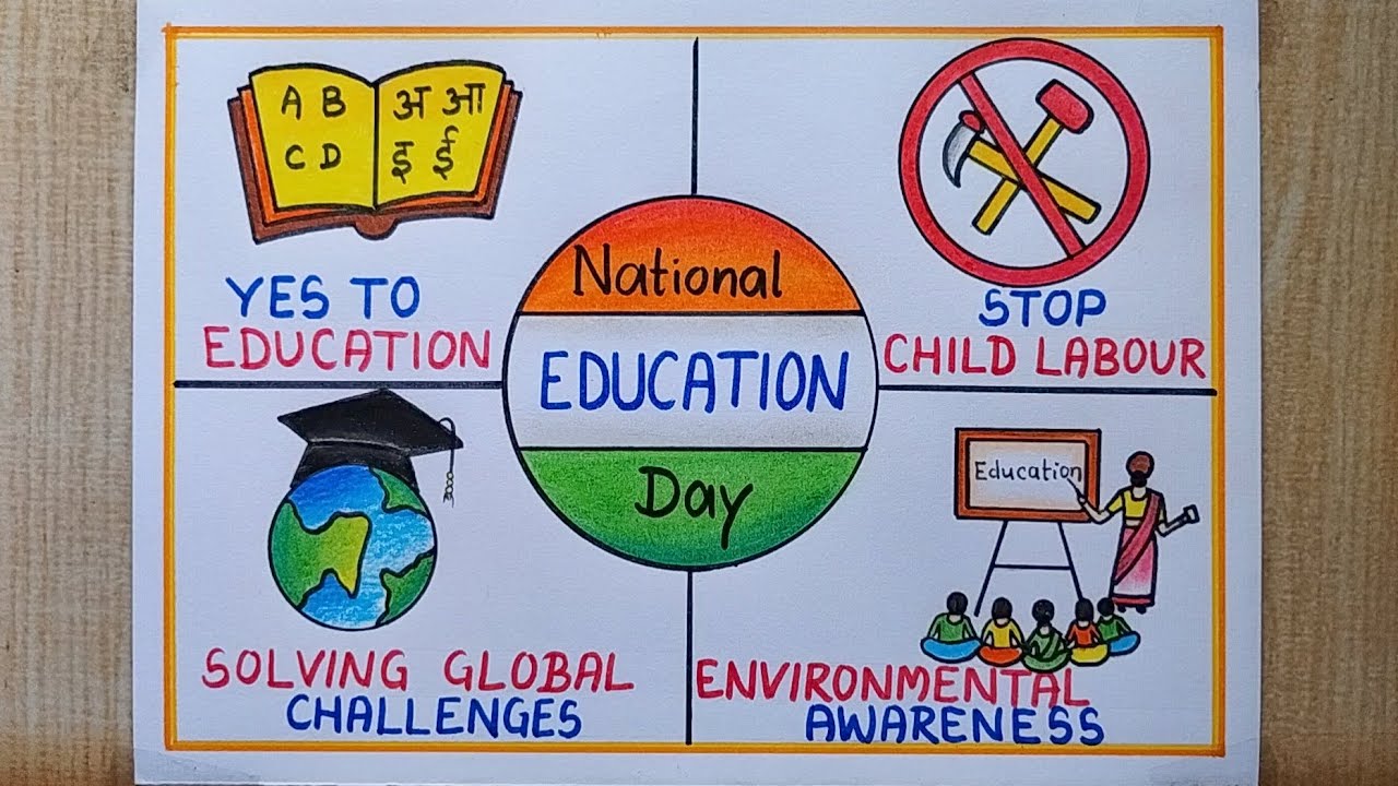 National Education Day drawing| National Education Day Poster drawing ...