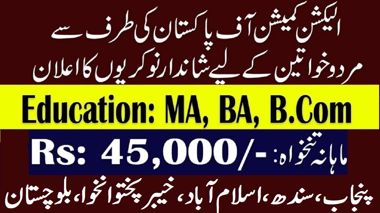 Election Commission of Pakistan ECP Jobs 2020 for Election Officer ...