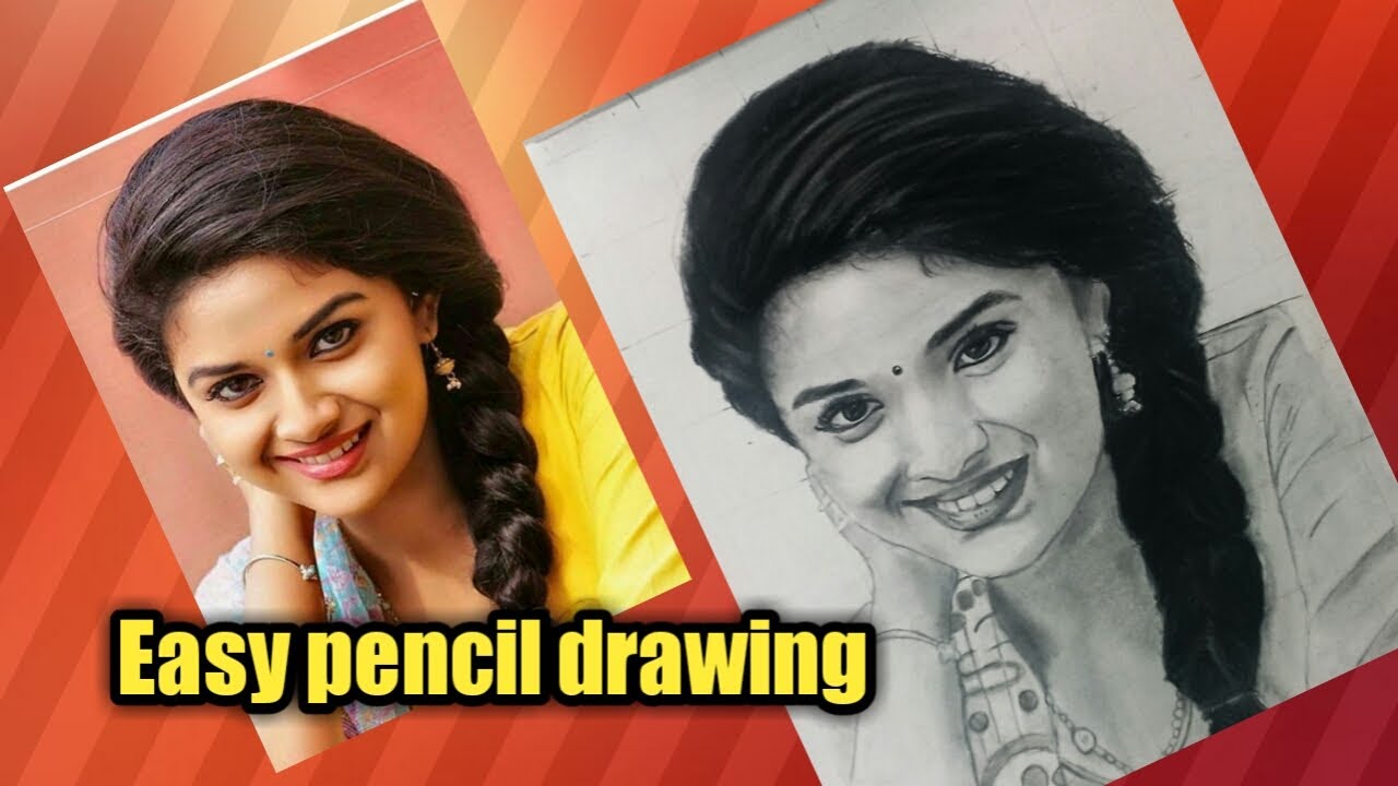 #hamsalekhaarts How to draw heroine Keerthi suresh pencil drawing/ easy ...