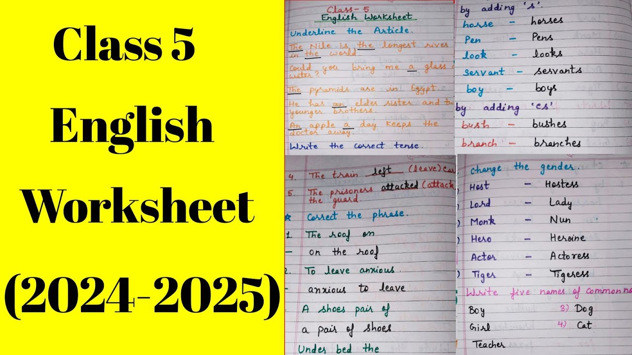 class 5 English worksheet | English grammar worksheet for class 5 ...