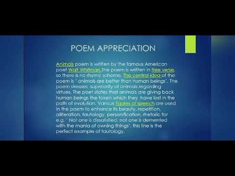Std 10:Animal - Walt Whitman (Figures of speech and Poem Appreciation ...