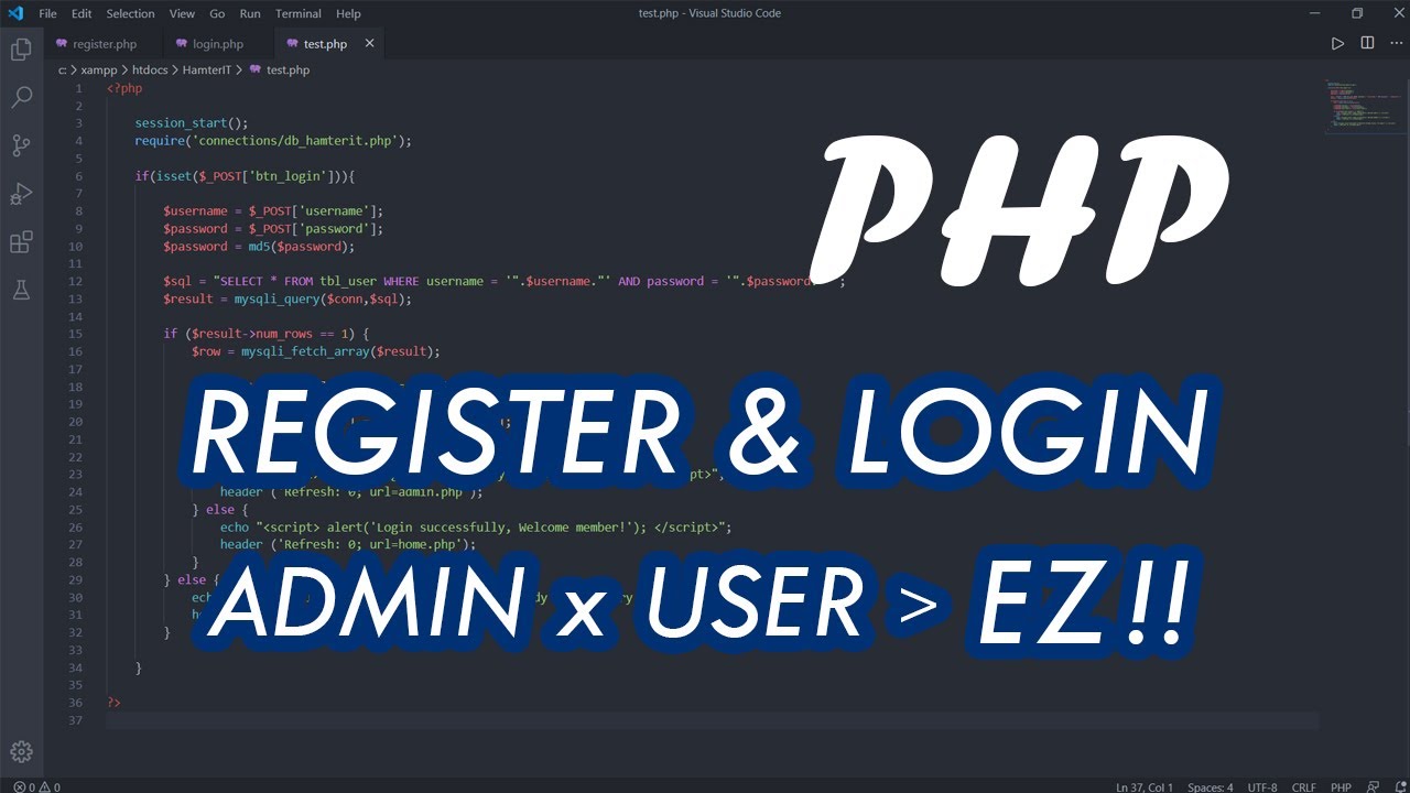 PHP : Register Login แยก admin, user แบบเข้าใจง่าย ๆ | สำหรับผู้ ...