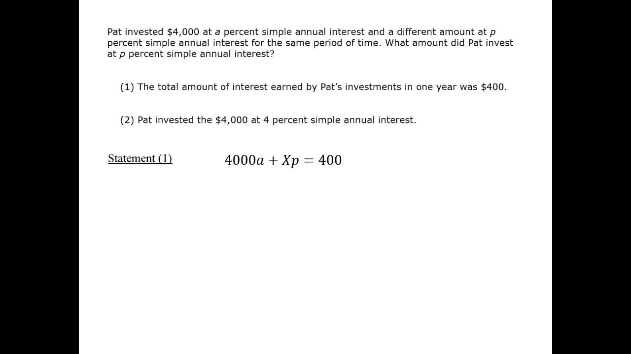 Pat's Investment - GMAT Free - GFDS24 - YouTube