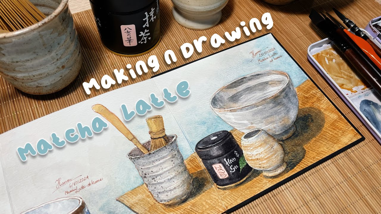 Making Matcha Latte and Draw with me #3 - YouTube