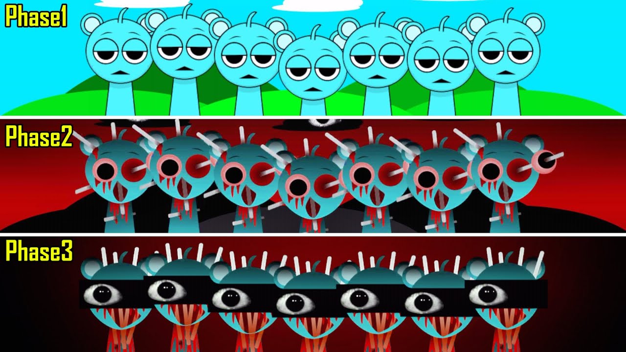 Mix all Lime (Sky Blue (Sky) together in Sprunki . Phase 1 vs Phase 2 ...