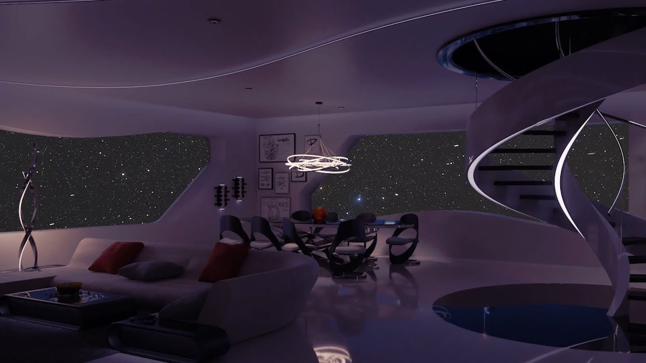 Spaceship Living Room | 8-Hour Trip Through a Galaxy | Quality Brown ...