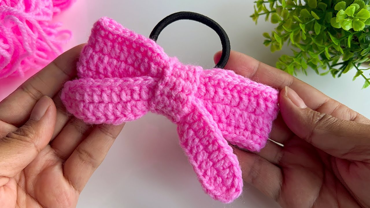 Amazing 🤩 Very easy crochet Bow hair tie for beginners - YouTube