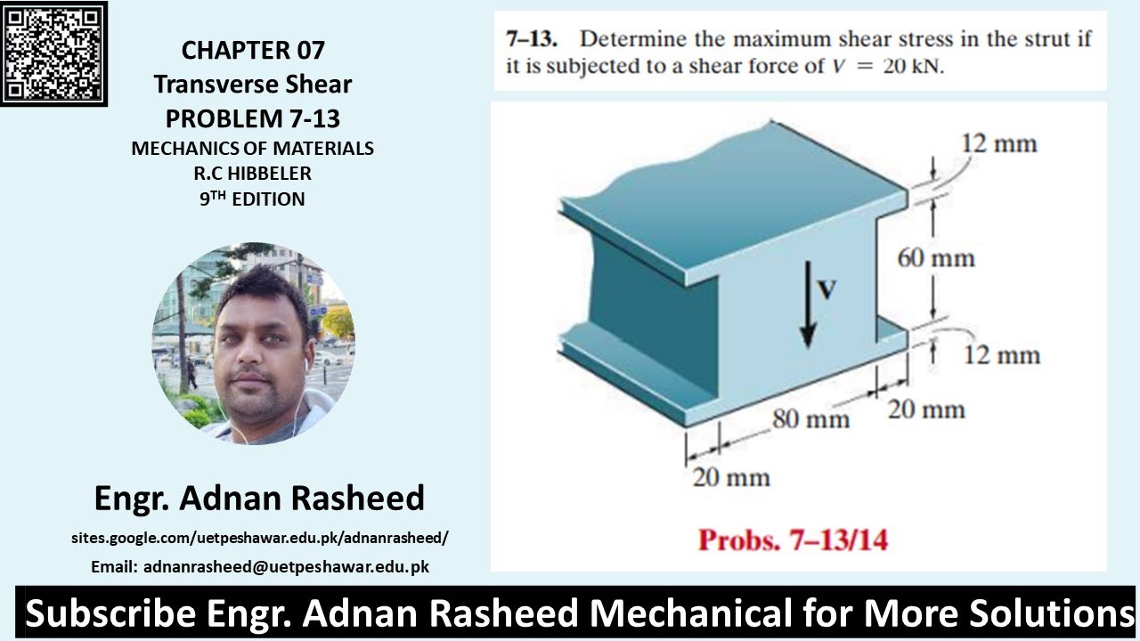 7-13 Transverse Shear | Mechanics of Materials RC Hibbeler | - YouTube