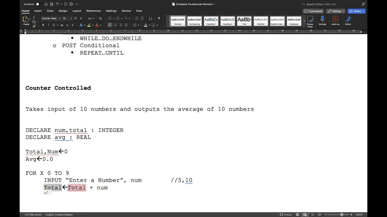 AS Paper 2 Pseudocode Revision Part 3 - YouTube