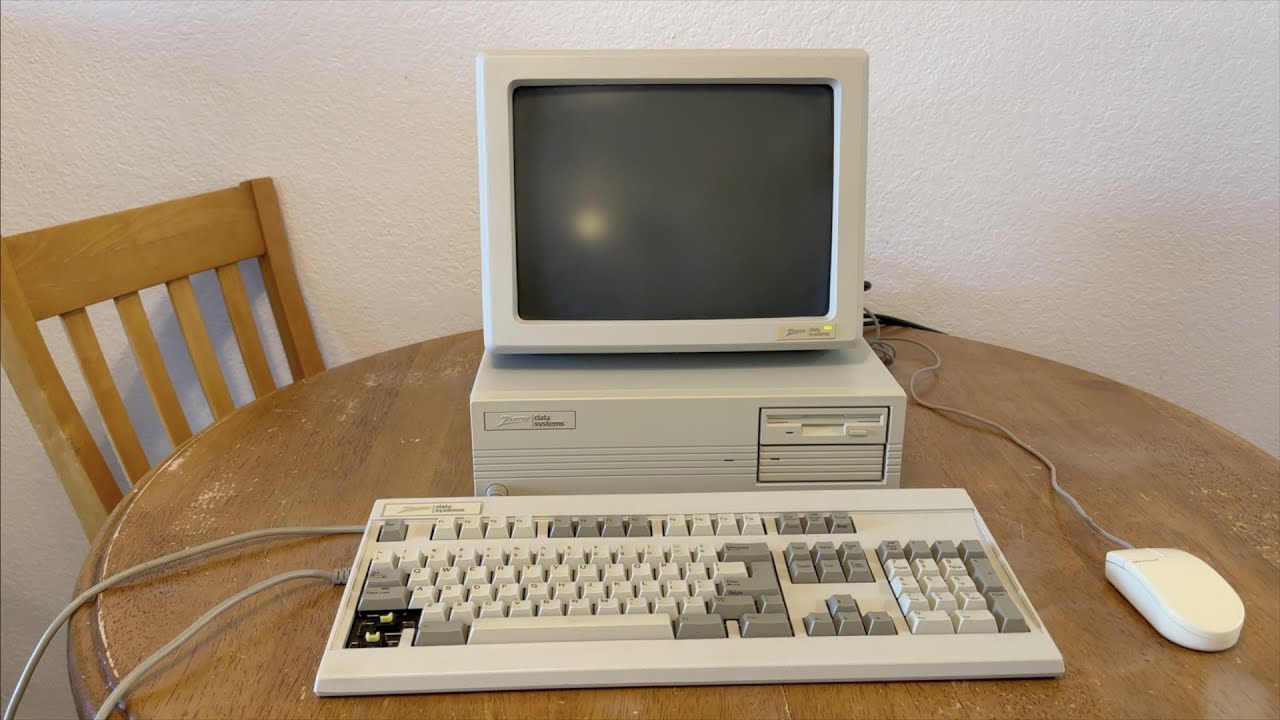 Vintage 286 - Zenith w/ Gray Scale VGA Monitor! - YouTube