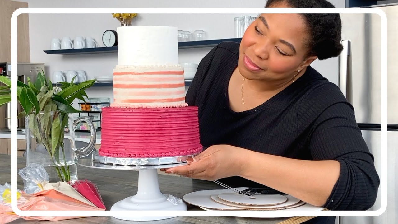 HOW TO STACK A 3-TIER BUTTERCREAM CAKE | Easy Tutorial for Cake ...