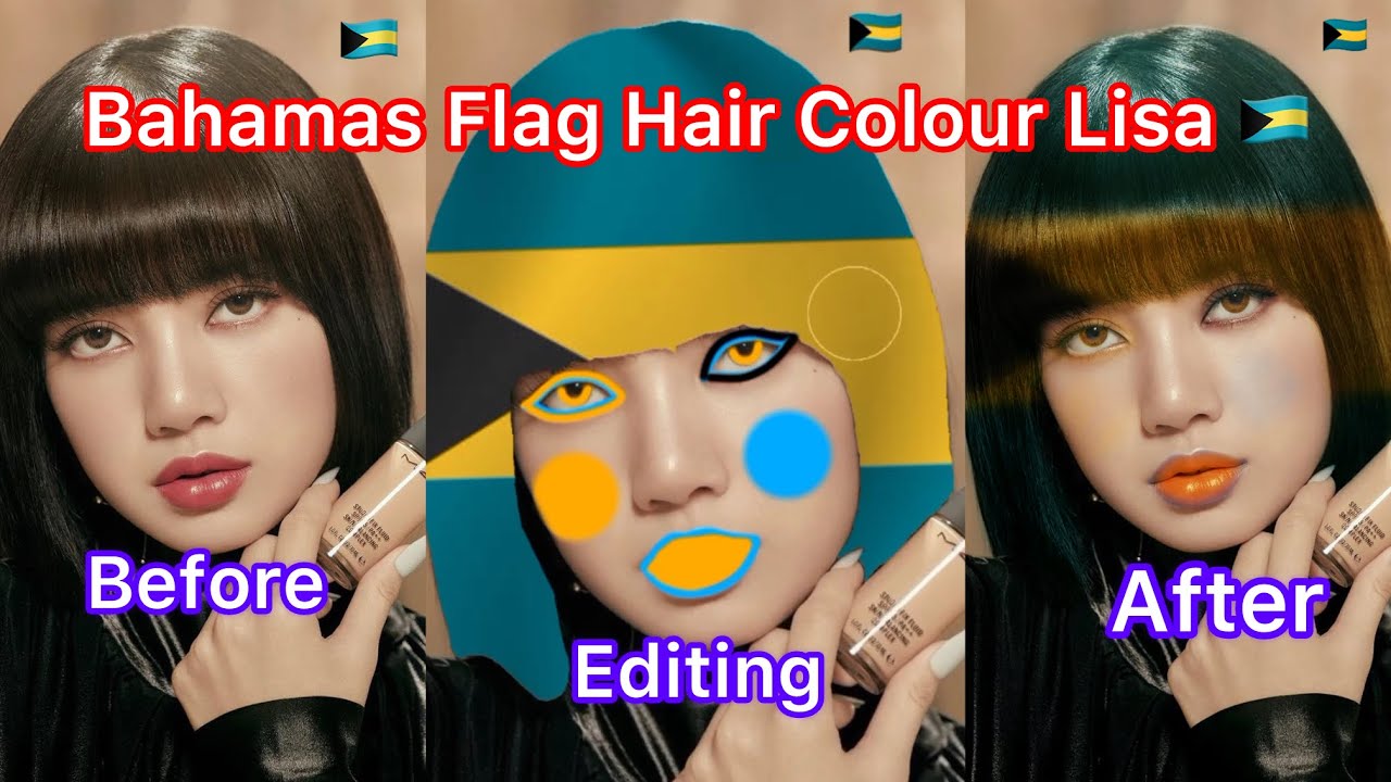 Bahamas Flag Hair Colour Lisa 🇧🇸 #ashutosh #lisa #haircolor #hairstyle ...