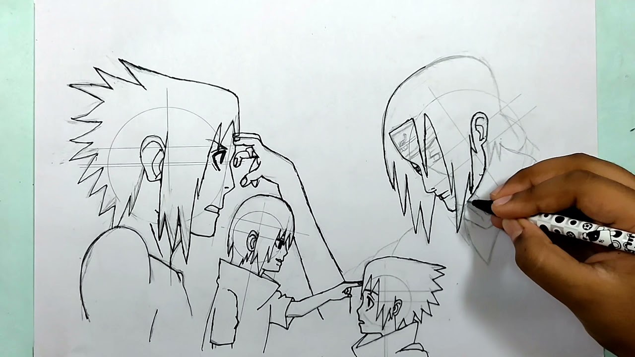 How to draw Itachi and sasuke forehead poke from Naruto / school bag ...