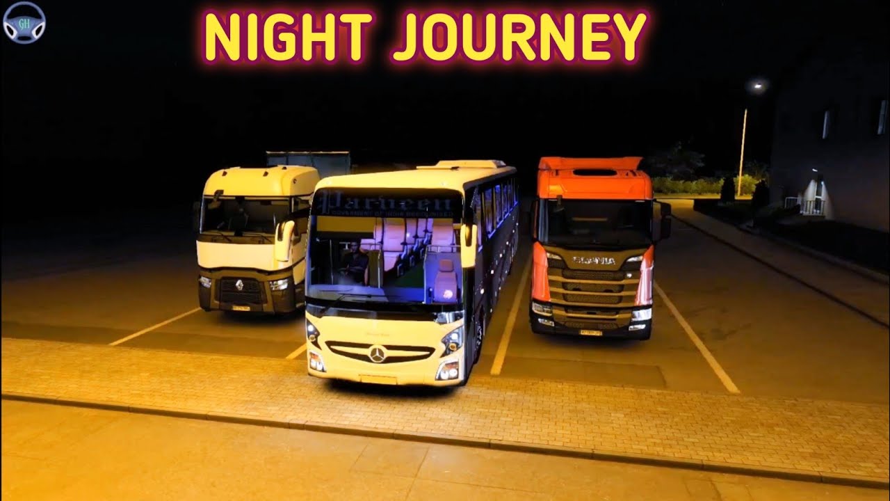 Mercedes Bus Night Journey ETS2 - YouTube