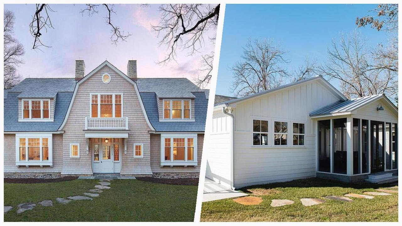 75 Transitional Exterior Home With A Gambrel Roof Design Ideas You'll ...