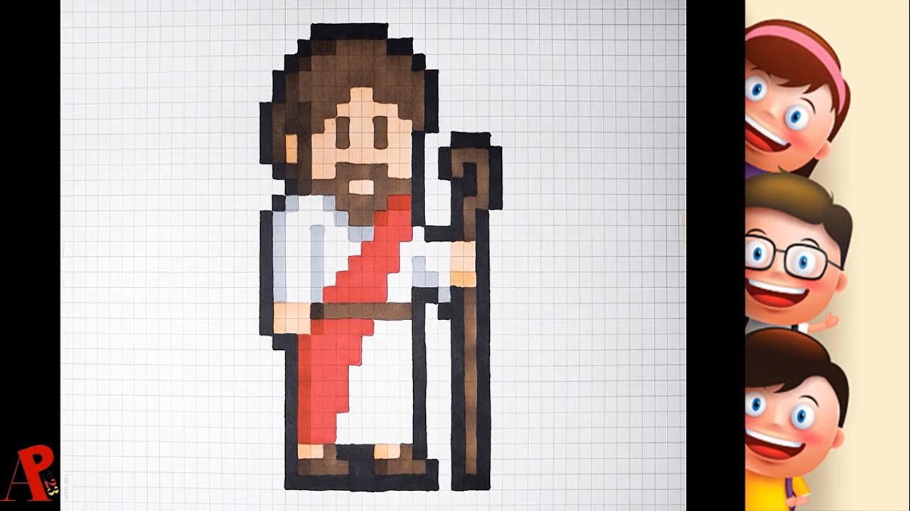 How to draw Easter special Jesus | Easy Pixel Art | Pixelart123.de ...