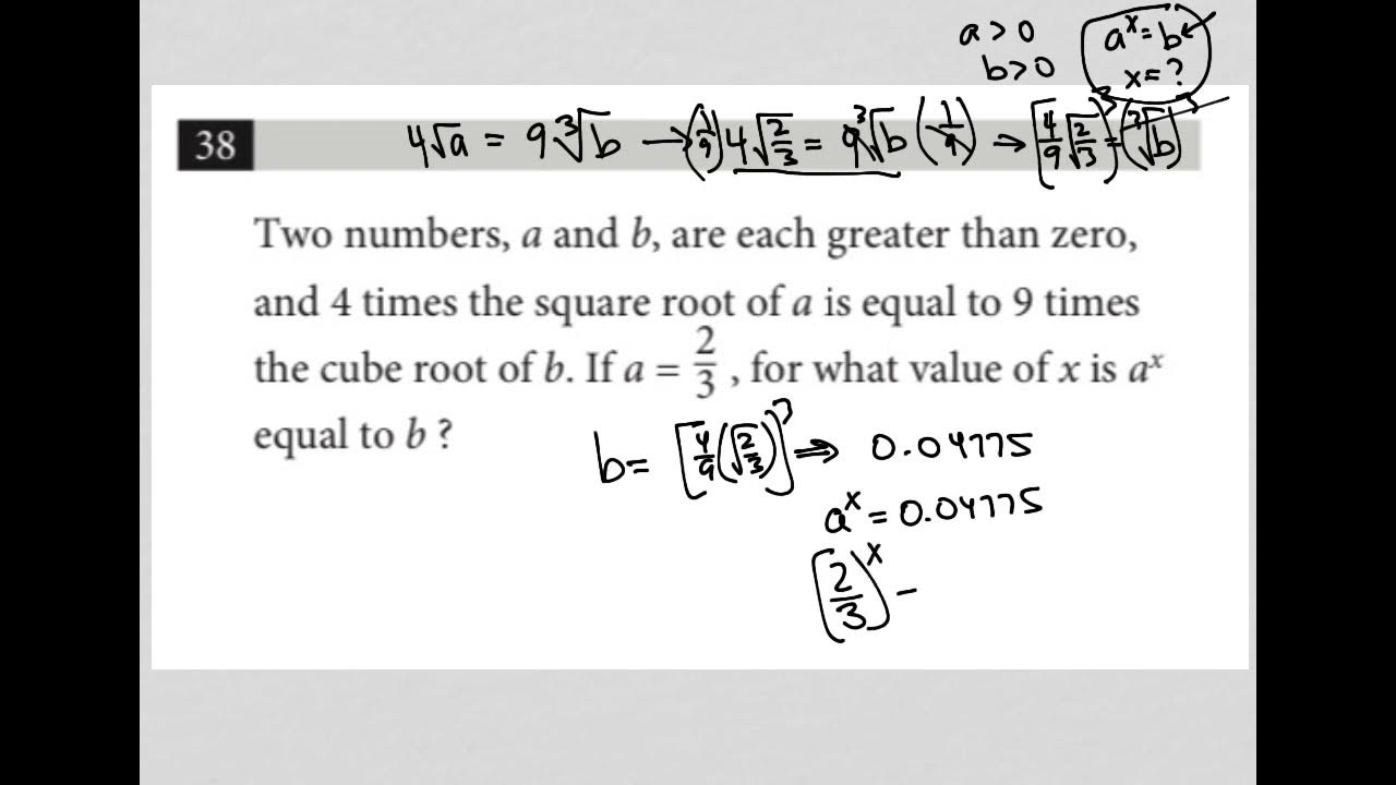 Two numbers, a and b, are each greater than zero, and 4 times the square root of a is equal to 9 ...