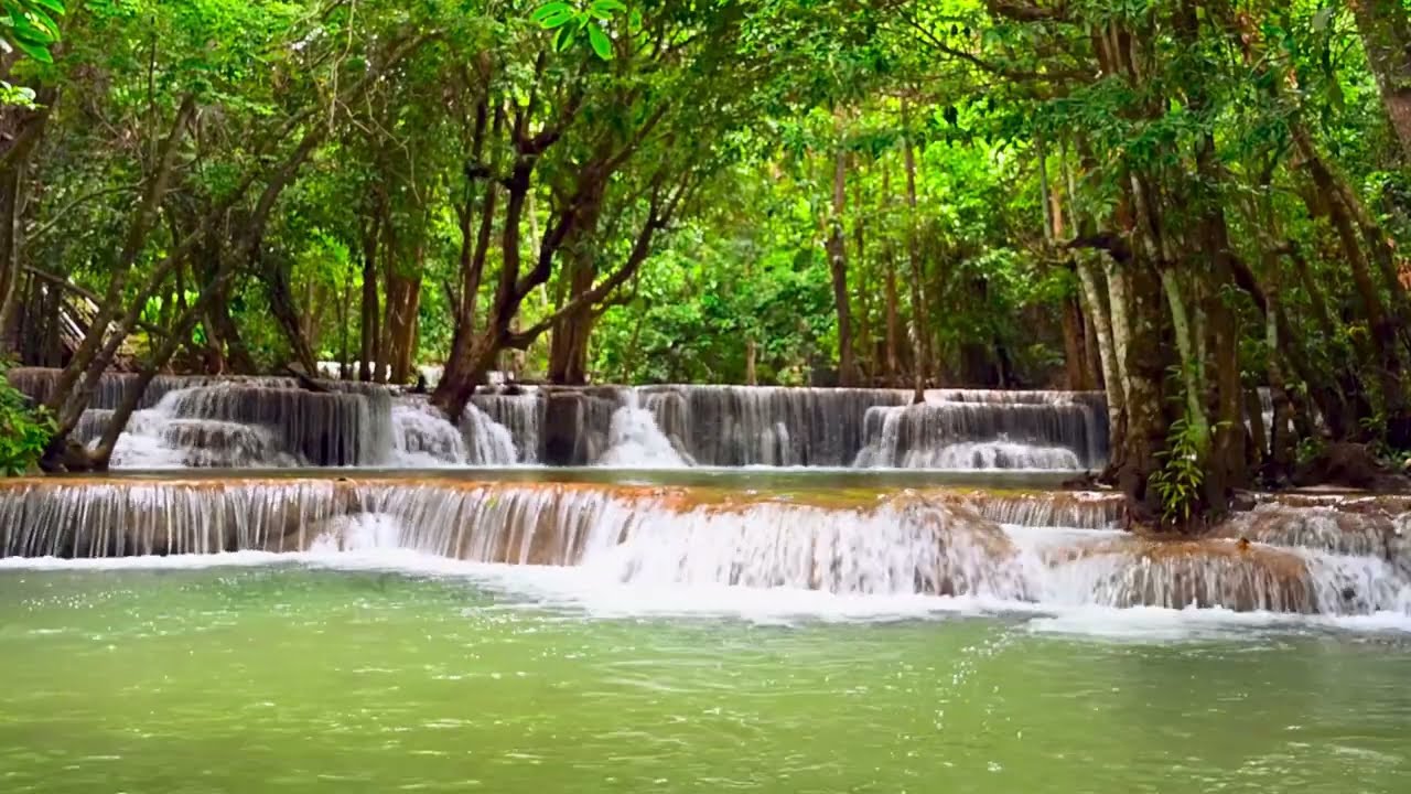 4k Landscape of Huai Waterfalls Flowing. Waterfall Sounds, Flowing ...