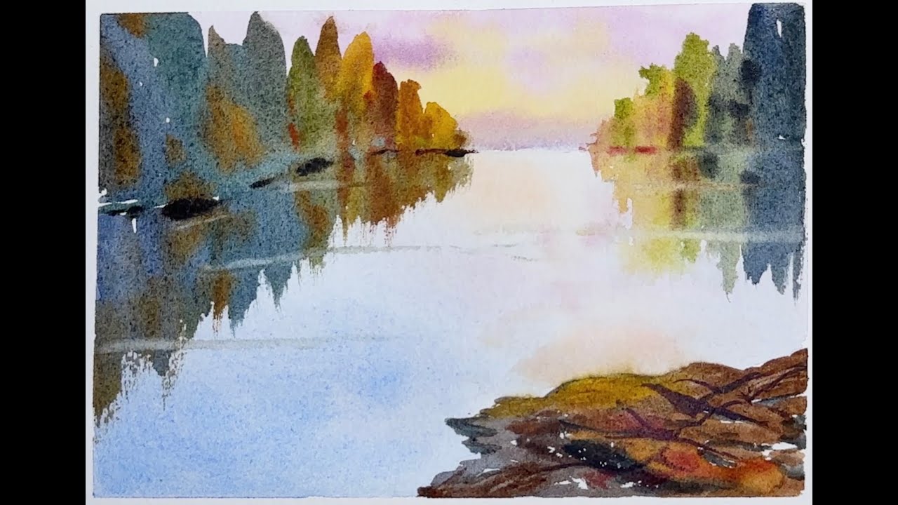 How to Paint Calm Water and Reflection -Paint Water in Watercolor ...