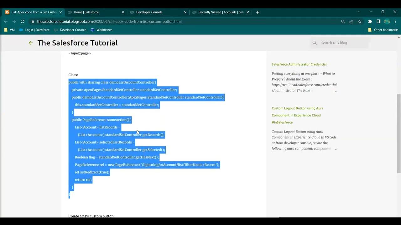 Call Apex code from a Custom List Button #inSalesforce - YouTube