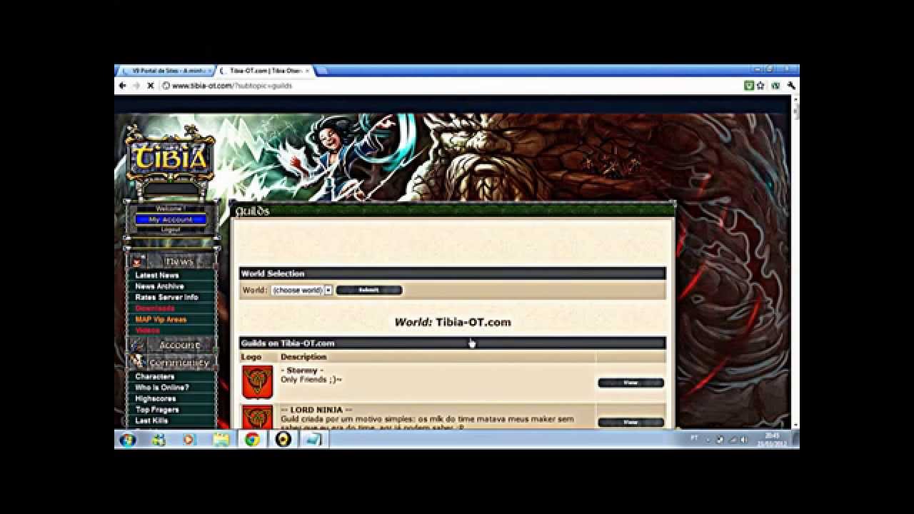 como fazer uma guild no tibia ot server - YouTube