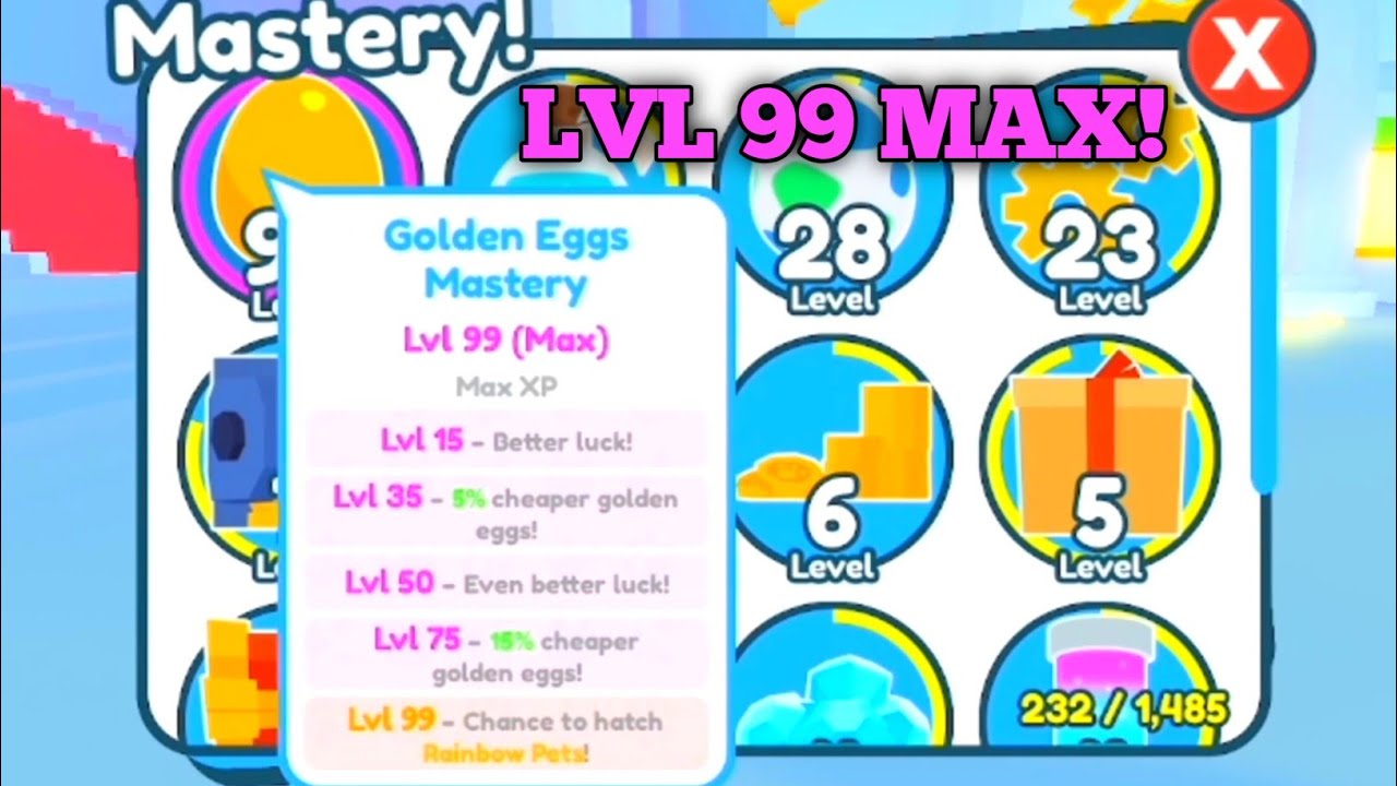 Level 99 Max Golden Eggs Mastery Sangat Over Power! - YouTube
