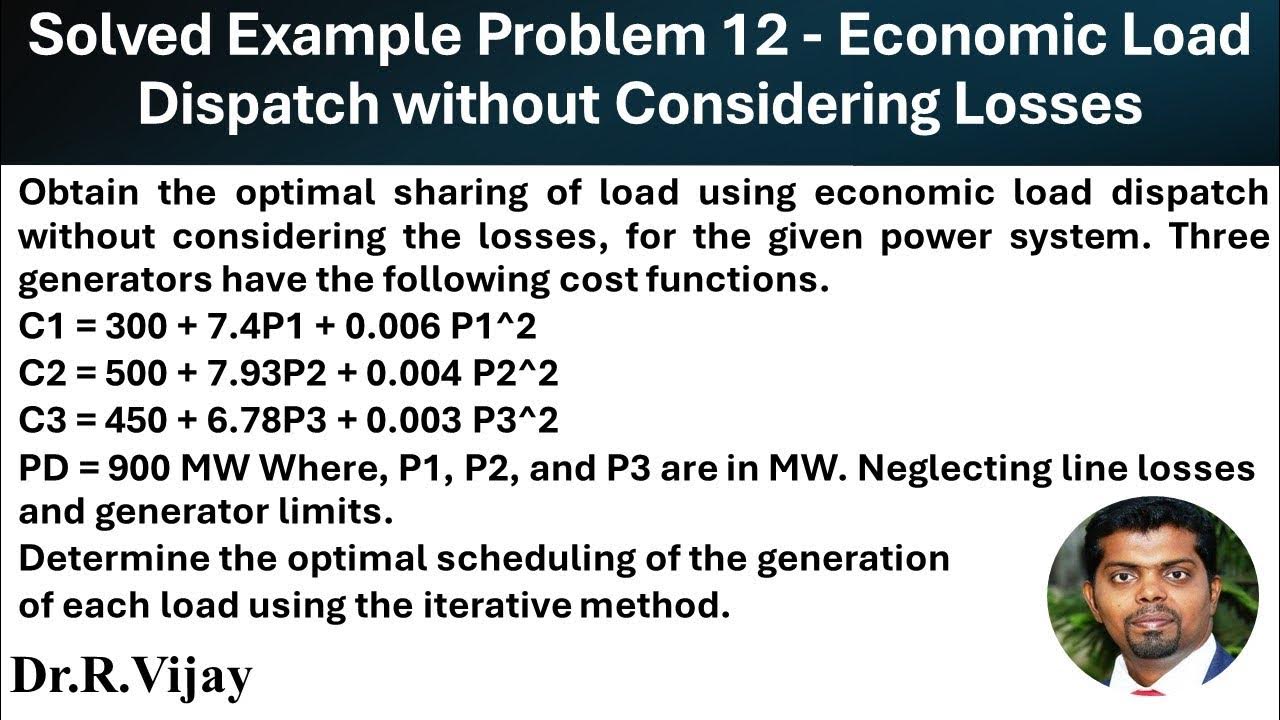 Solved Example Problem 12 - Economic Load Dispatch with Considering ...