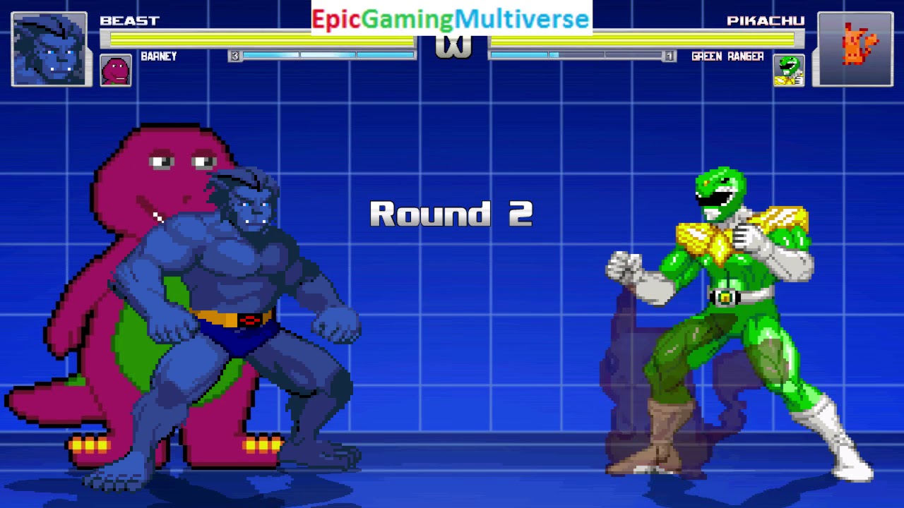 Green Ranger And Pikachu The Pokemon VS Barney The Dinosaur And Beast ...