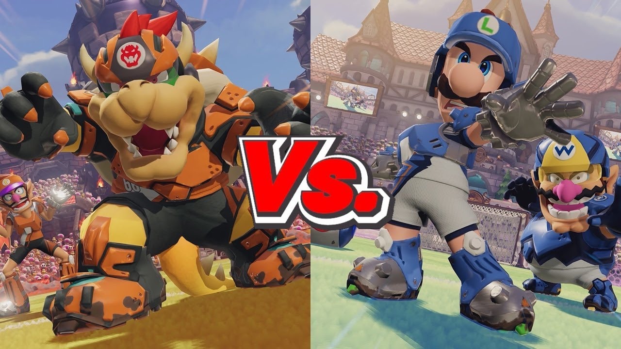 Mario Strikers Battle League - Bowser (Comets) Vs. Luigi (Crowns) - YouTube
