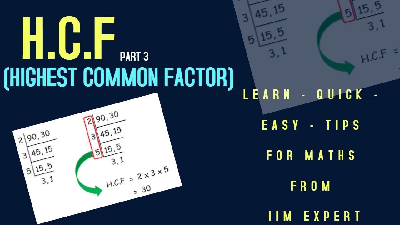 H.C.F/HIGHEST COMMON FACTOR/EASY LEARNING MATHS - YouTube