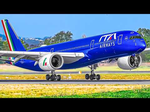 ✈️ 60 BIG PLANE TAKEOFFS & LANDINGS from UP CLOSE 🇮🇹 Rome Fiumicino Airport Plane Spotting
