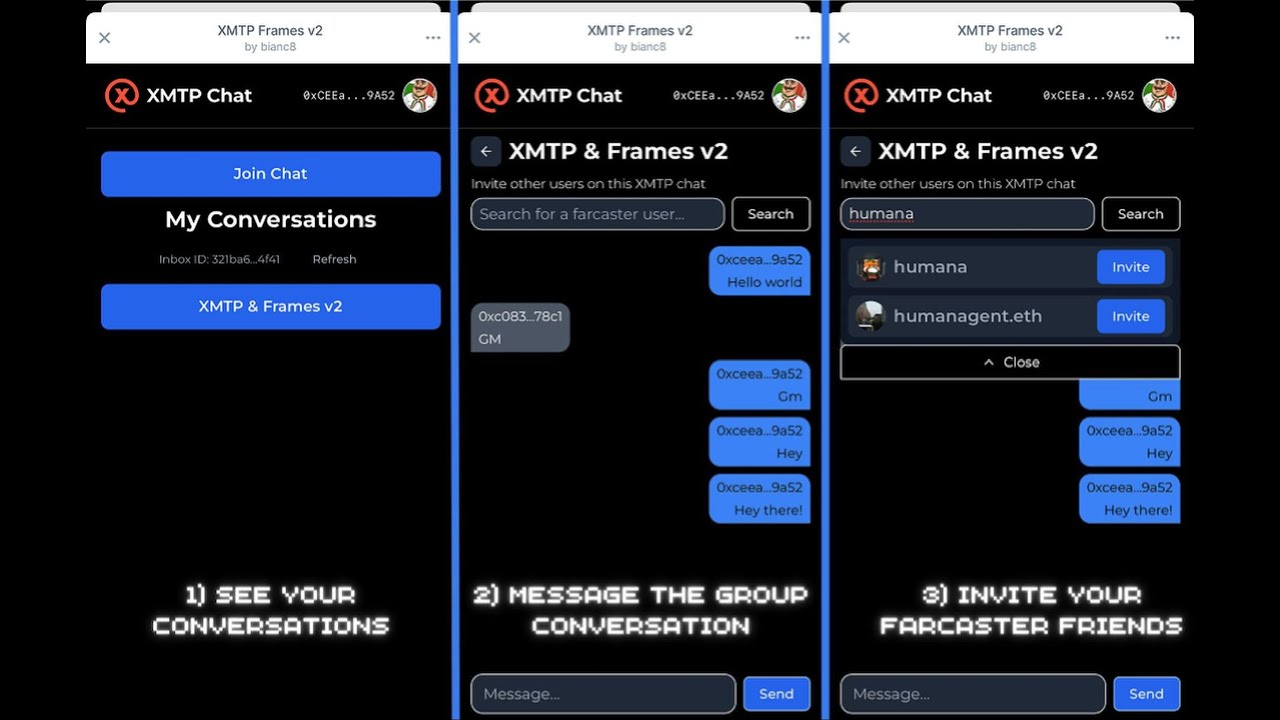 XMTP in a Farcaster Frames v2 - YouTube
