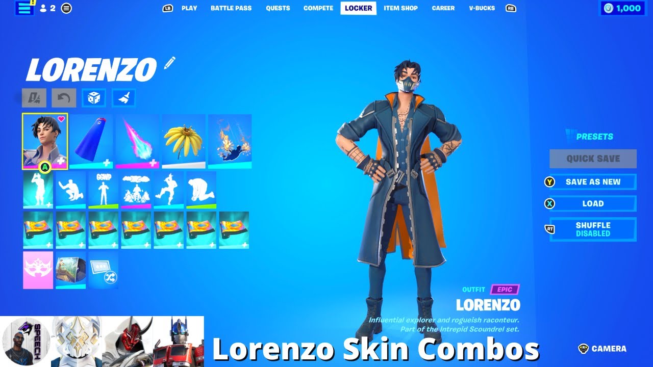 Lorenzo Skin Combos (Fortnite Battle Royale) - YouTube