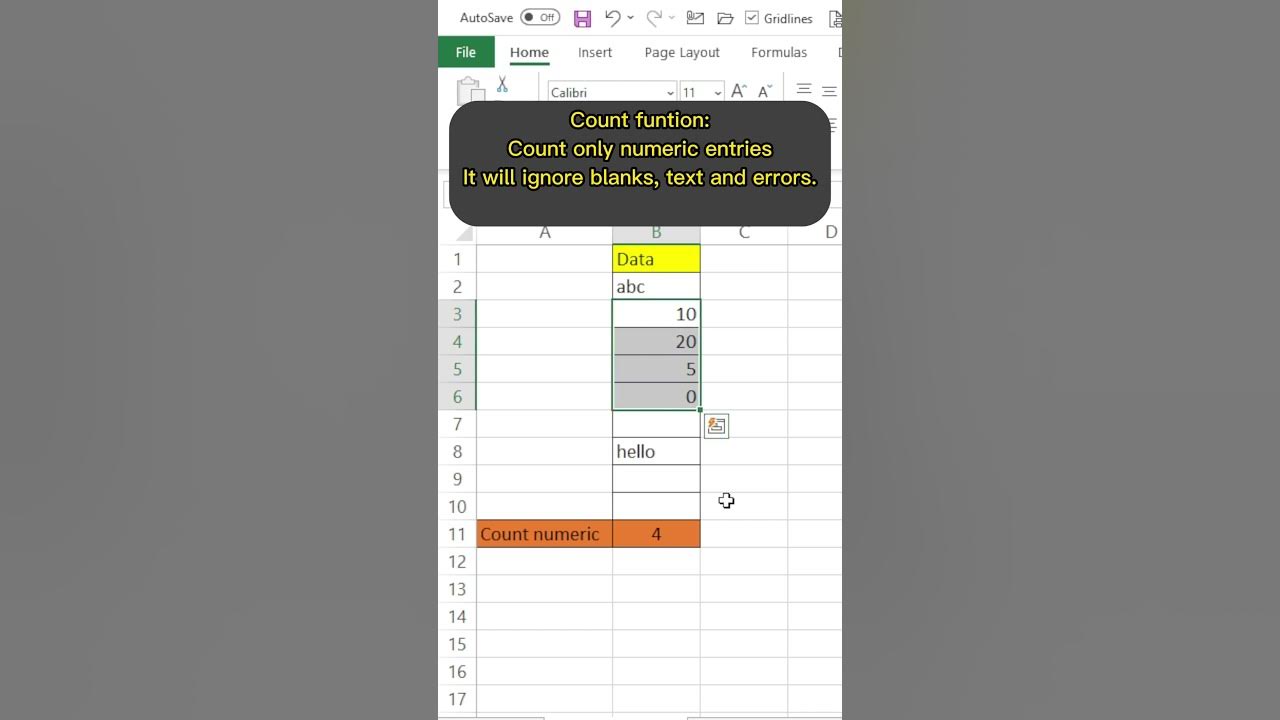 How to Count Numeric Entries in Excel | Count Function | #shorts | Excel Life - Amit Kumar - YouTube