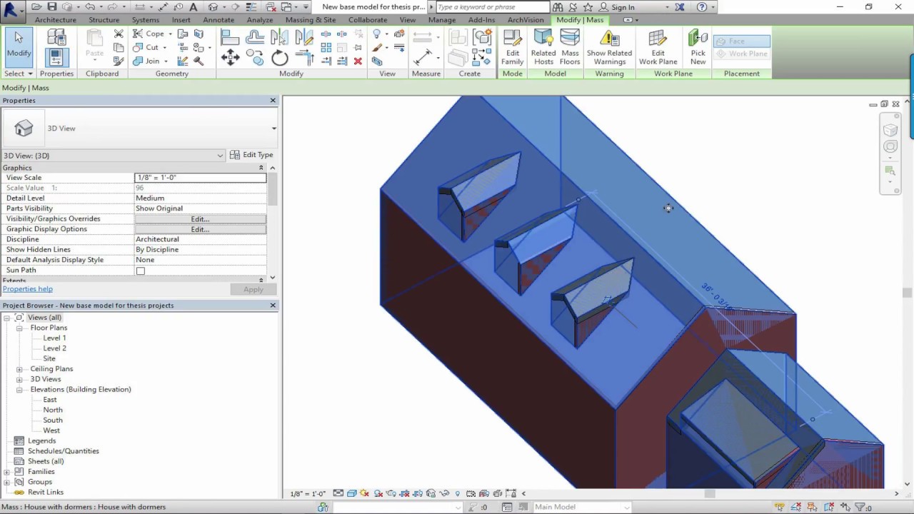 Modeling a simple Revit project with dormers - YouTube