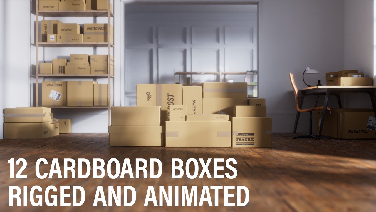 Rigged and animated 3d cardboard boxes pack - YouTube