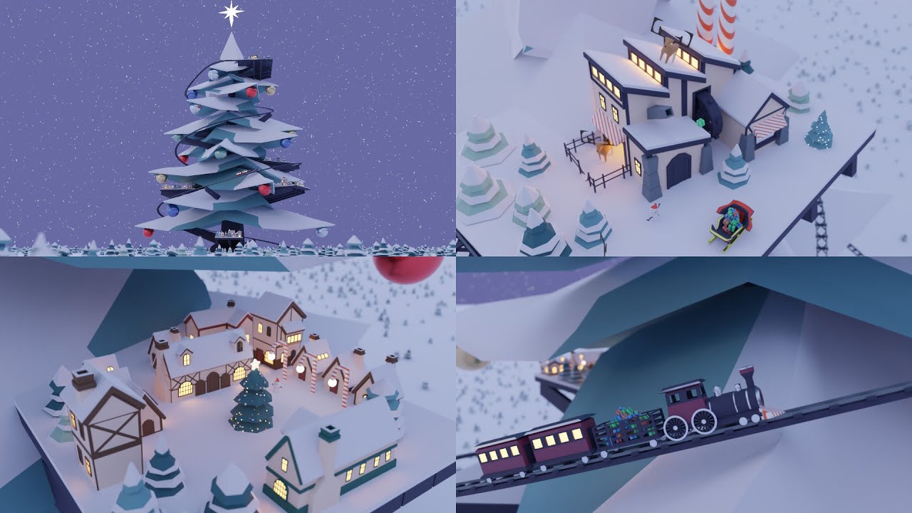 [Speed Modelling - Blender 2.8] "Christmas Village on a Giant Christmas ...