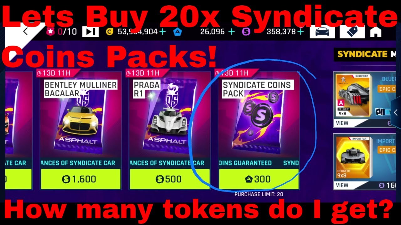 Asphalt 9 - Buying 20x Syndicate Coin Packs. How many Syndicate Coins do I get and is it good ...