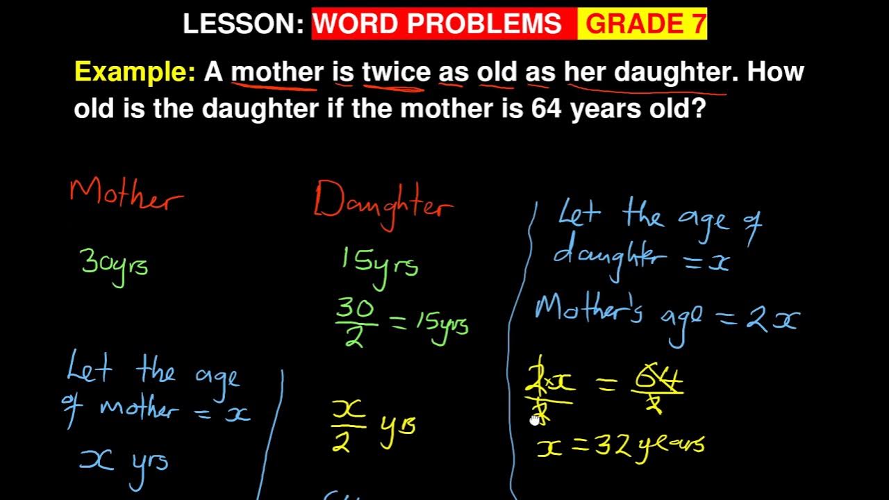 Mathematics Grade 8 Word problems - YouTube