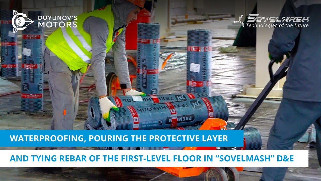 Waterproofing, pouring the protective layer and tying the rebar of the ...