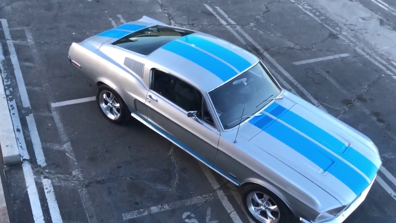 1968 Ford Mustang Fastback Silver with Blue Stripes for Sale by MP ...