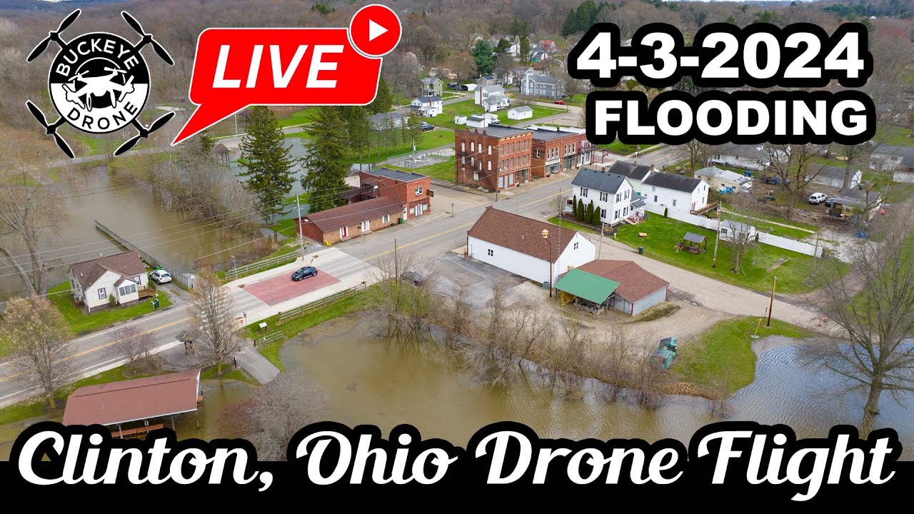 Clinton, Ohio Flooding Update Drone Flight 4-3-2024 - YouTube