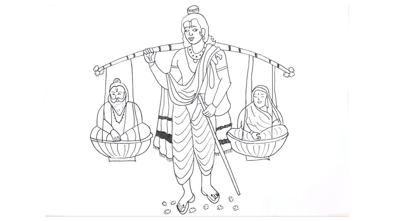 Kavad yatra Drawing | How to Draw Kawad Yatra - YouTube